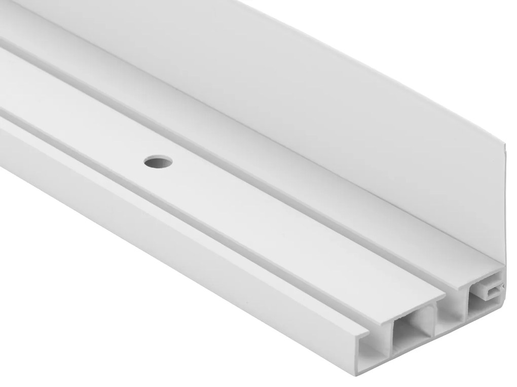 Dekodum Stropní kolejnice z PVC dvouřadá bílá s krytem Délka: 270 cm, Typ přichycení: háčky