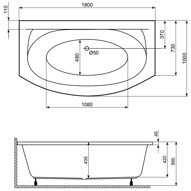 ARTTEC TITAN LUXUS 180 x 100 cm hydromasážní akrylátová vana