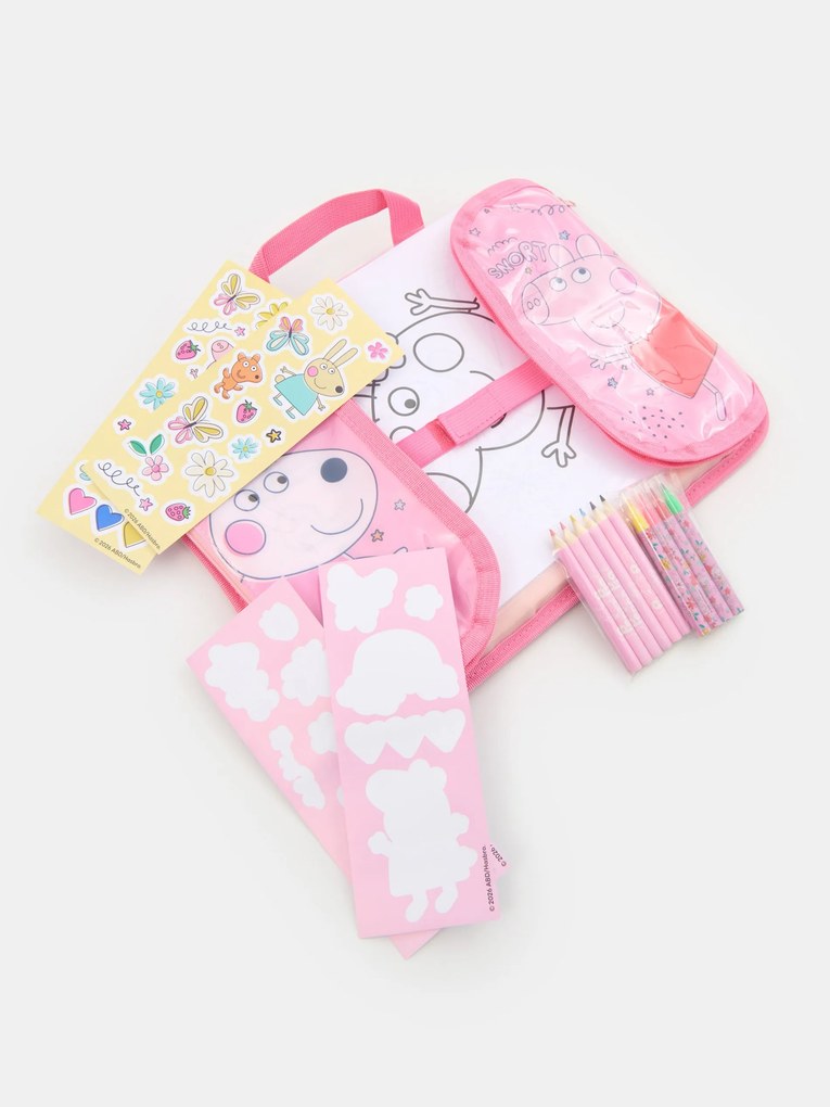 Sinsay - Kreativní sada s omalovánkami a samolepkami 19 pack Peppa Pig - růžová