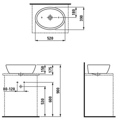 Laufen Pro Umyvadlová mísa 52x39, bílé H8129640001091