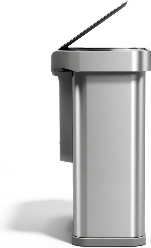 Ocelový odpadkový koš 34+24 l na tříděný odpad/bezdotykový ve stříbrné barvě Dual Sensor – simplehuman