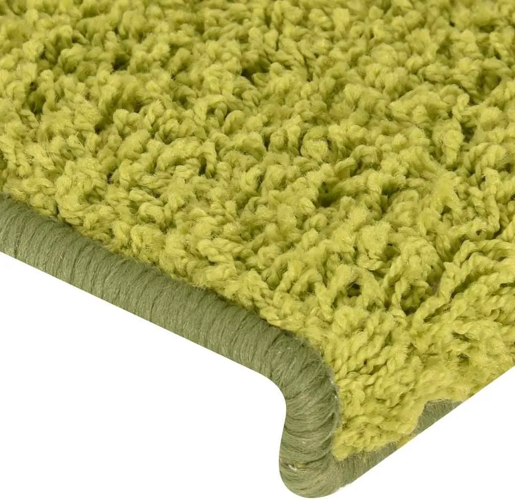 Schodové rohože 15 ks 65 x 21 x 4 cm zelené s obdélníkovým okrajem 326204