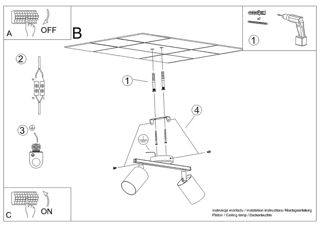 Sollux Lighting Stropní svítidlo LEMMI 2 Černá