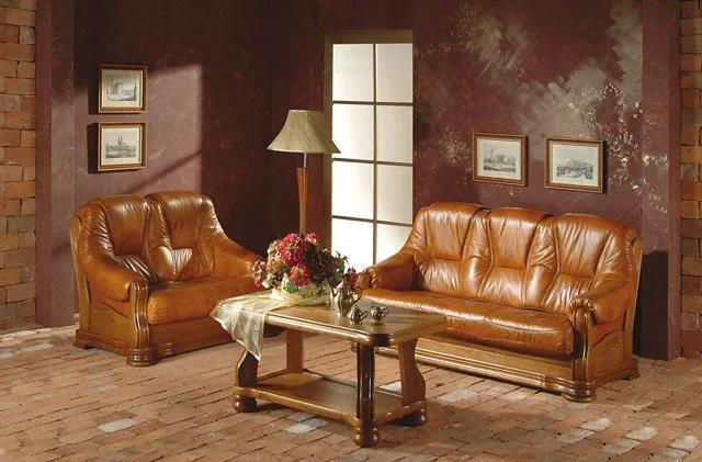 Casarredo - Komfort nábytek Rozkládací trojmístná pohovka SOPHIE kůže | potah: Kůže S-21,barva: moření 3