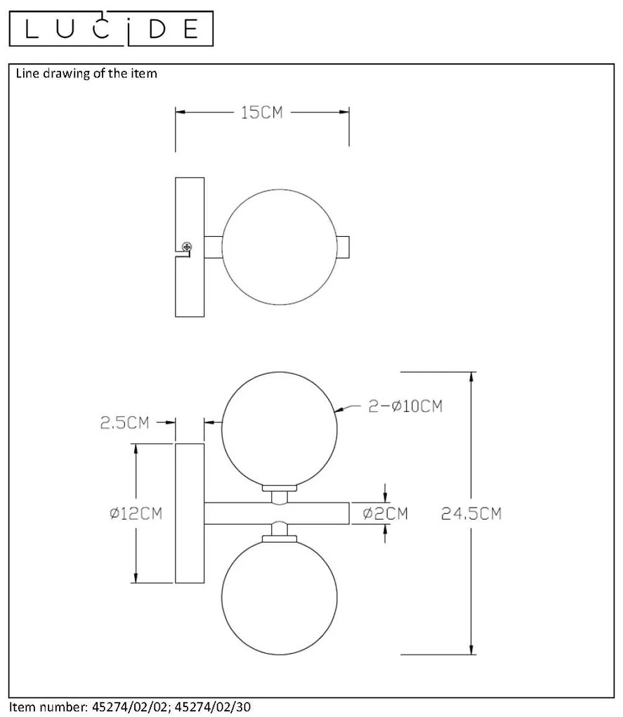 LUCIDE Wall light TYCHO Satin Brass