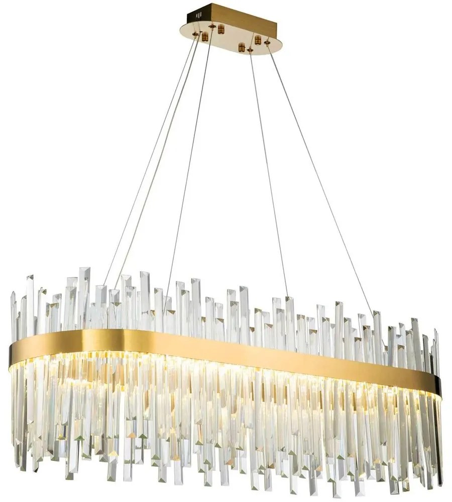 Toolight Toolight, LED křišťálové svítidlo 80x35 cm, APP1513-CP80, zlatá matná, OSW-03260