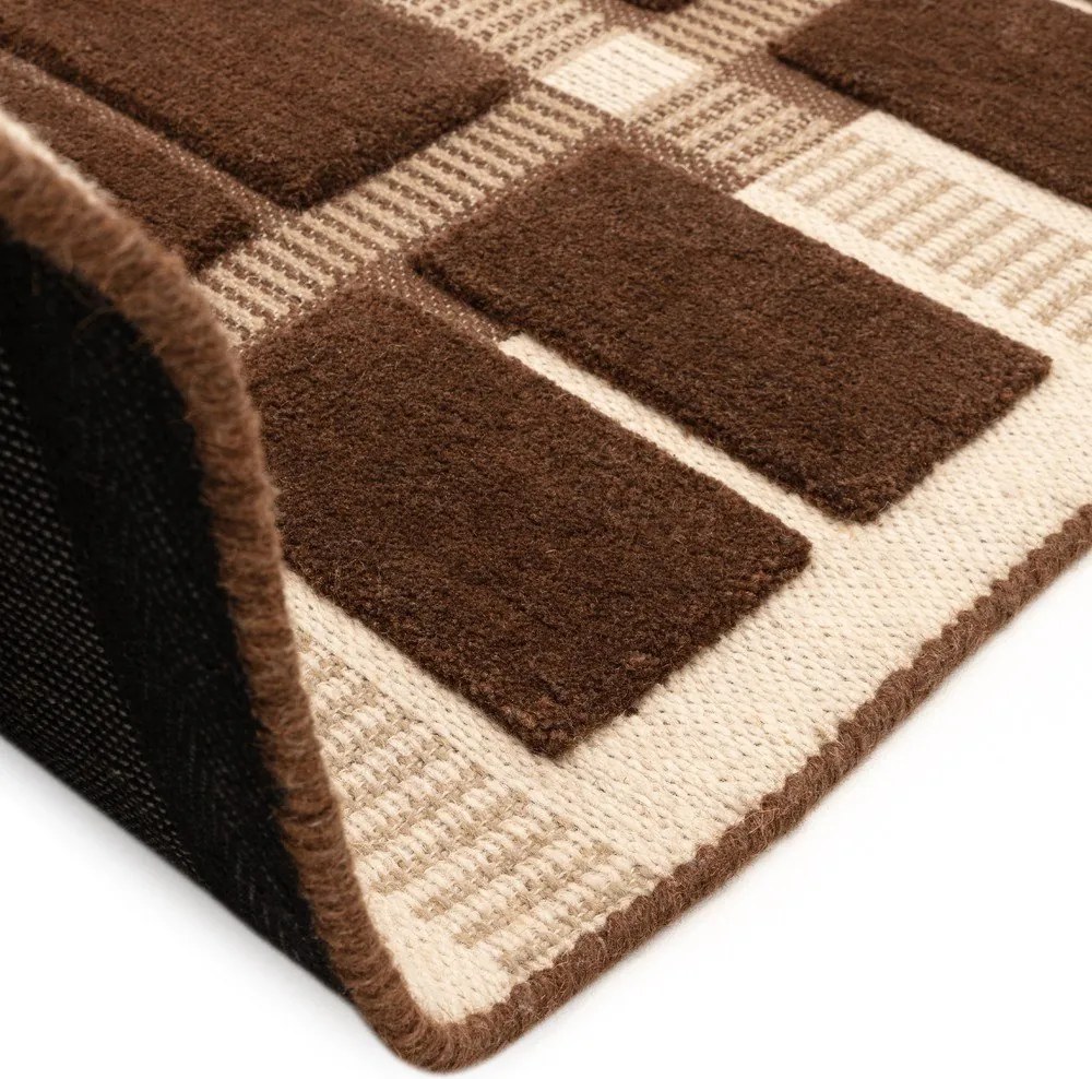 Hnědý/béžový ručně tkaný vlněný koberec 120x170 cm – Asiatic Carpets