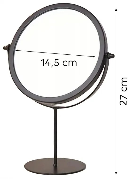 Flamenco Mystique Černé stojací kosmetické zrcátko, jednostranné, 27 cm výška - L14CZ