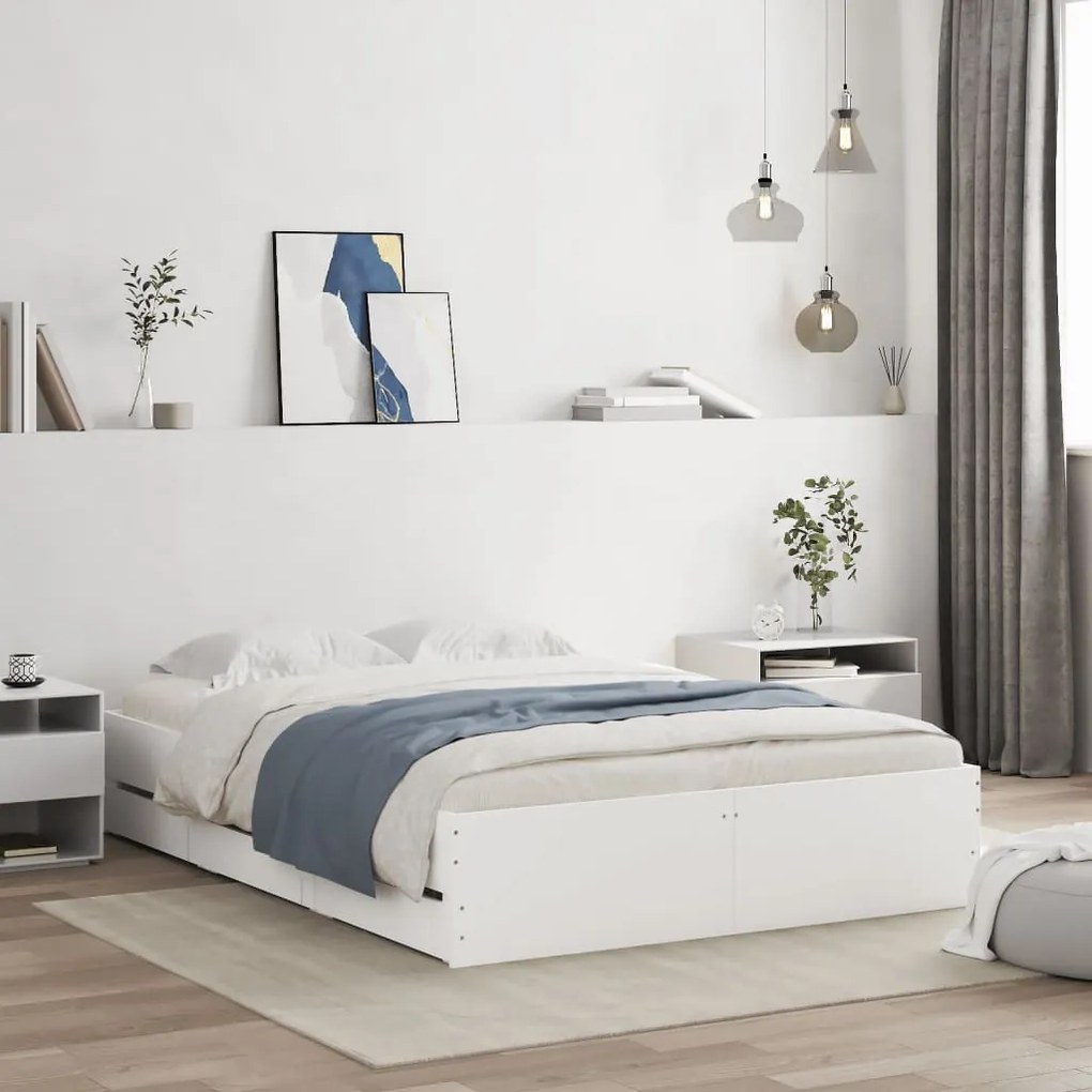 Rám postele se zásuvkami bílý 120 x 190 cm kompozitní dřevo 3207315