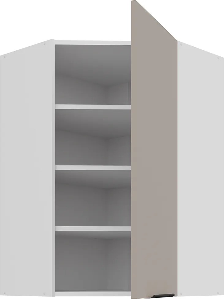 ARIA lb | horní kuchyňská skříňka 60x60 GN-90 1F (45°) rohová s policemi | 60x60 cm | VYSOKÁ | bílá/béžová
