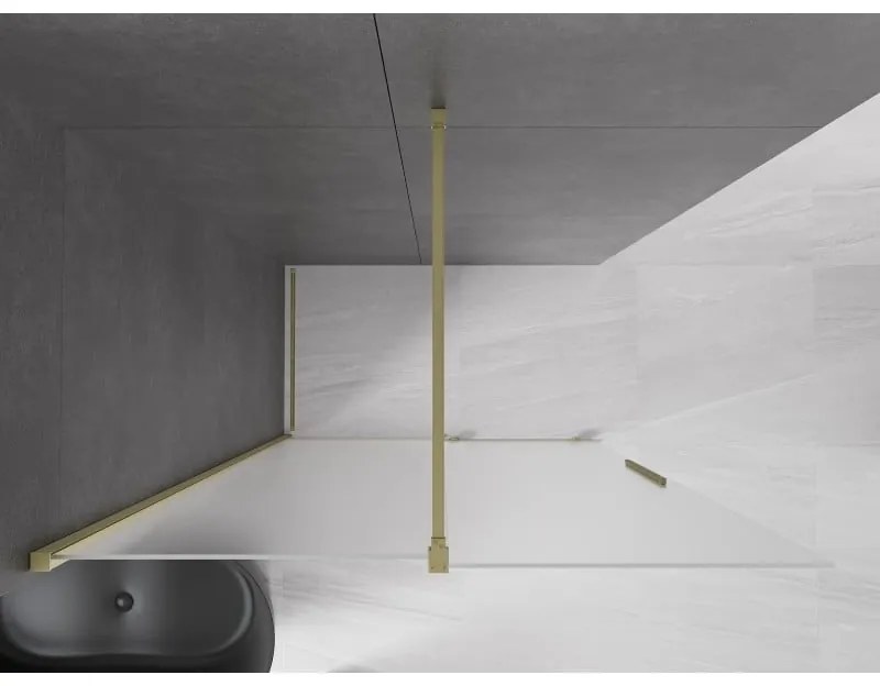 Mexen Velar, sprchová zástěna s posuvnými dveřmi Walk-in 130 x 200 cm, 8mm sklo námraza, zlatá matná, 871-130-000-33-55