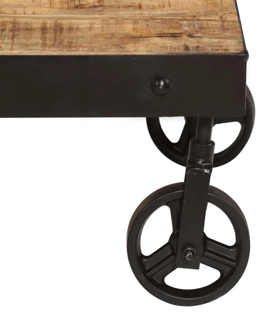 vidaXL Konferenční stolek s kolečky 110 x 60 x 26 cm masivní mangovník
