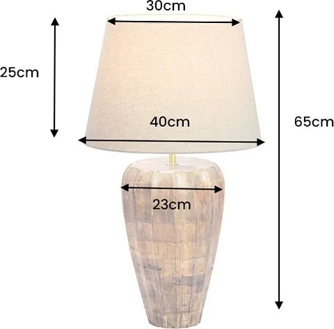 Designová stolní lampa Desmond 65 cm béžová / hnědé mango