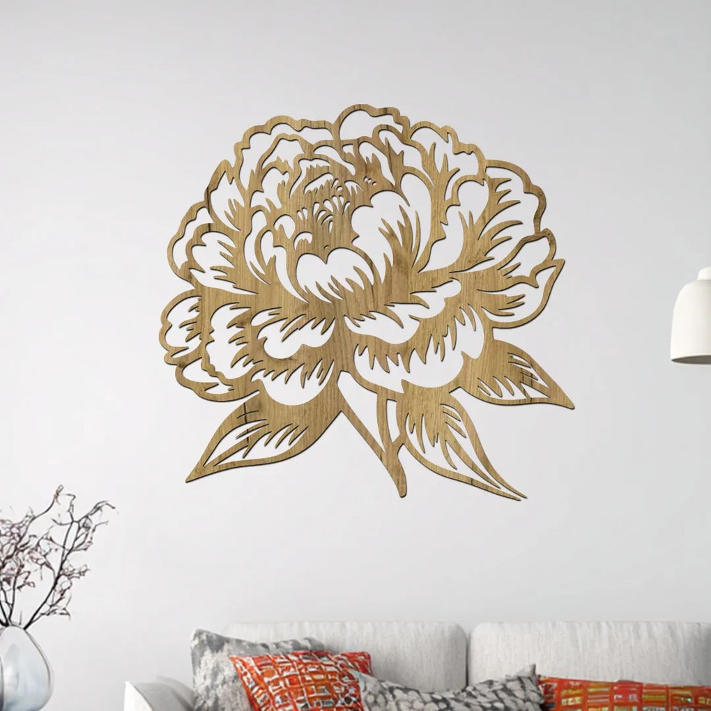 dřevo života Dřevěný obraz KVĚTINA Zvolte rozměr (cm): 78x80, Zvolte barvu dekoru: Dub zlatý