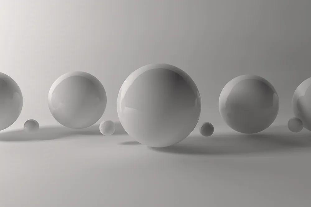 Tapeta abstraktní 3D šedé koule - 375x250 cm