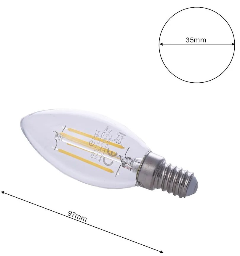 Dekorační LED žárovka E14 neutrální 4000k 4w 470 lm svíčka