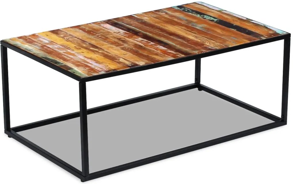 Konferenční stolek - masivní regenerované dřevo | 100x60x40 cm