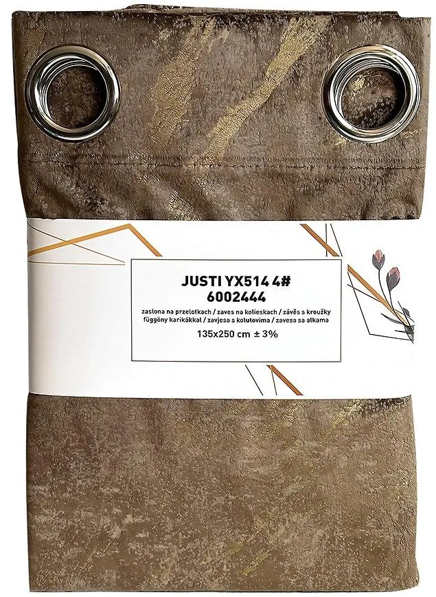 Závěs s oky Velvet Justi YX514/4 135x250 hnědý