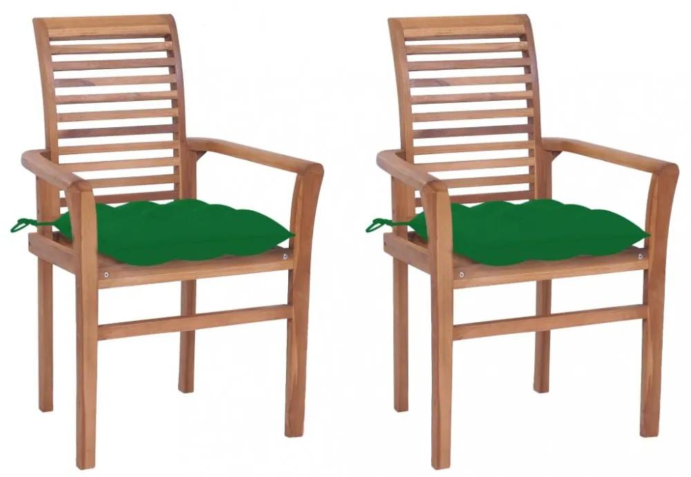 Zahradní jídelní židle s poduškou 2 ks teak Dekorhome Béžová