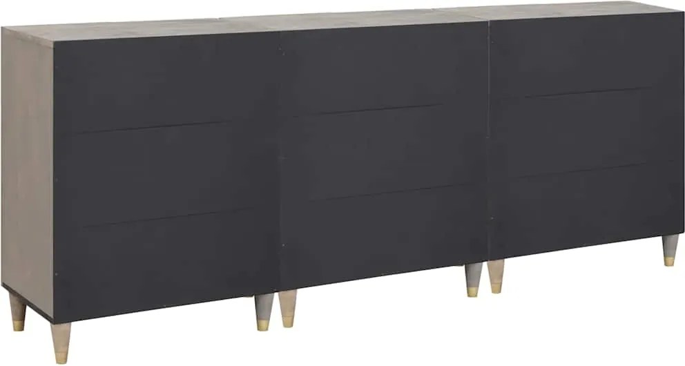 Sada koupelnových skříněk 3 ks 180 x 33 x 75 cm Šedá a zlatá 3310152