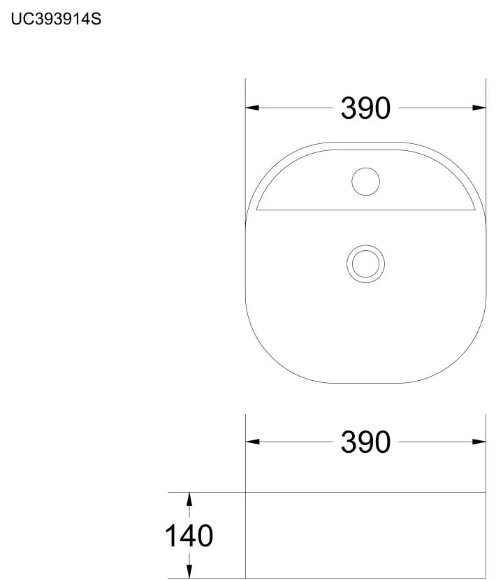 Mereo, Mereo Umyvadlo na desku bez přepadu, 390x390x140 mm, keramické, MER-UC393914S