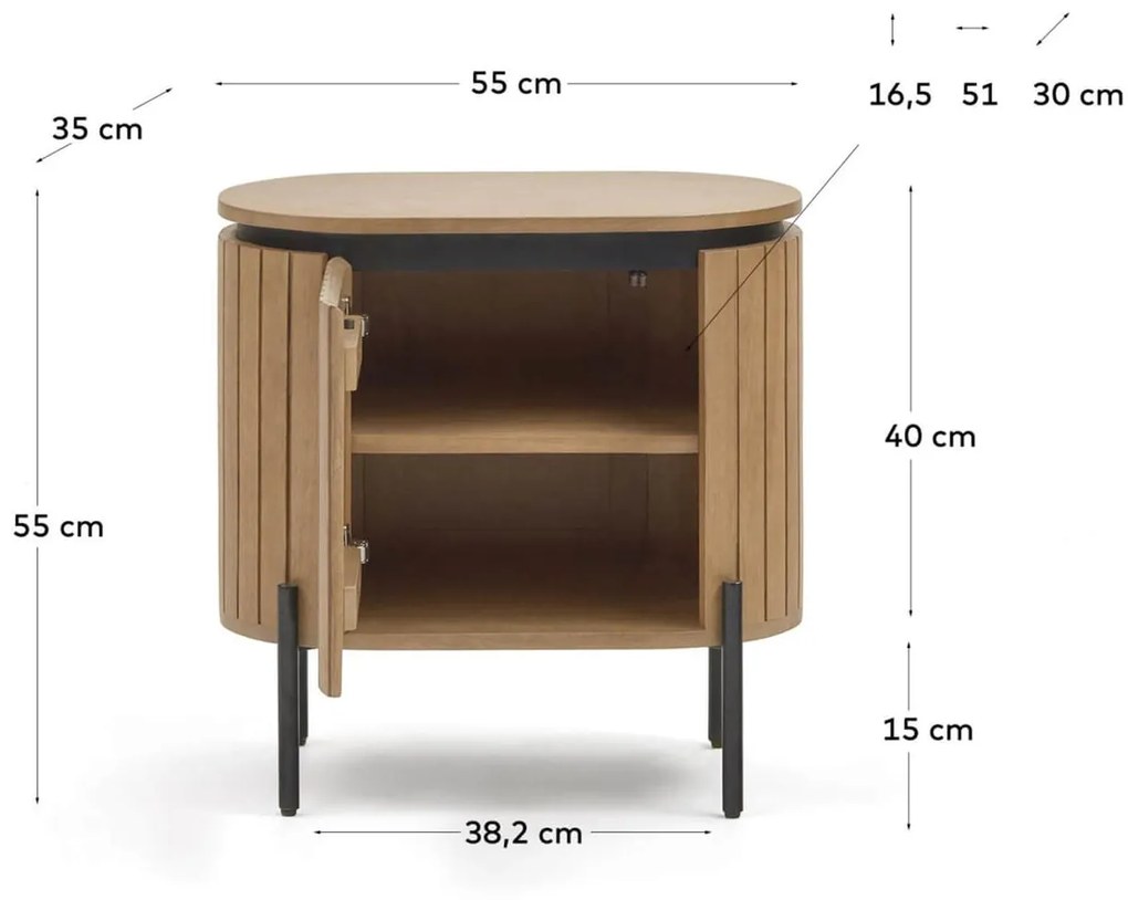 Noční stolek licia 55 x 55 cm přírodní MUZZA