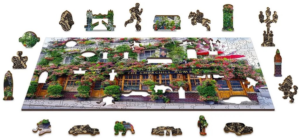 Puzzle wooden city dřevěné puzzle londýnská hospoda 2v1, 300 dílků eko