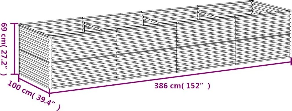 vidaXL Zahradní vyvýšený záhon 386 x 100 x 69 cm cortenová ocel [152005]