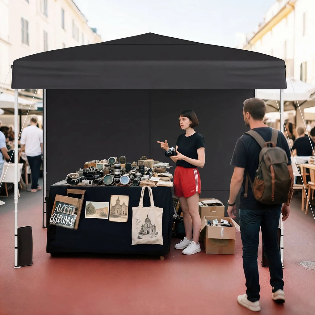 Costway Pavilon Výsuvný skládací pavilon s 4 Odnímatelné boční stěny 3 oddíl