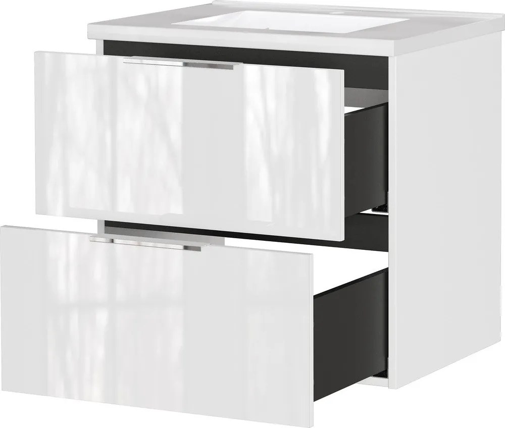 Bílá lesklá závěsná skříňka pod umyvadlo 61x61 cm Celano – Germania