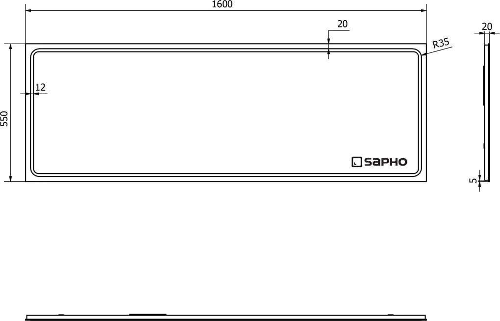 Sapho Sapho, GEMINI LED podsvícené zrcadlo 1600x550mm, GM160