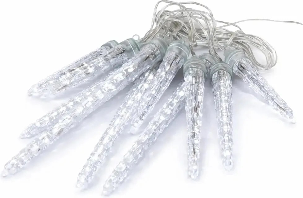 LED vánoční girlanda do interiéru, padající sníh, 1,7 m, ledově bílá, čirý kabel, IP20