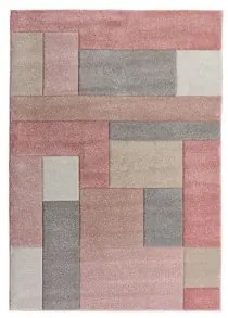 Flair Rugs koberce Kusový koberec Hand Carved Cosmos Dusky-Pink Růžová, Šedá, Béžová - 80x150 cm