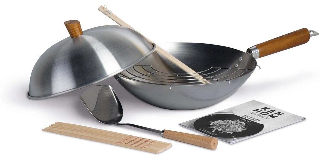 Ken Hom sada wok pánev Classic z uhlíkové oceli 31 cm, KH331103