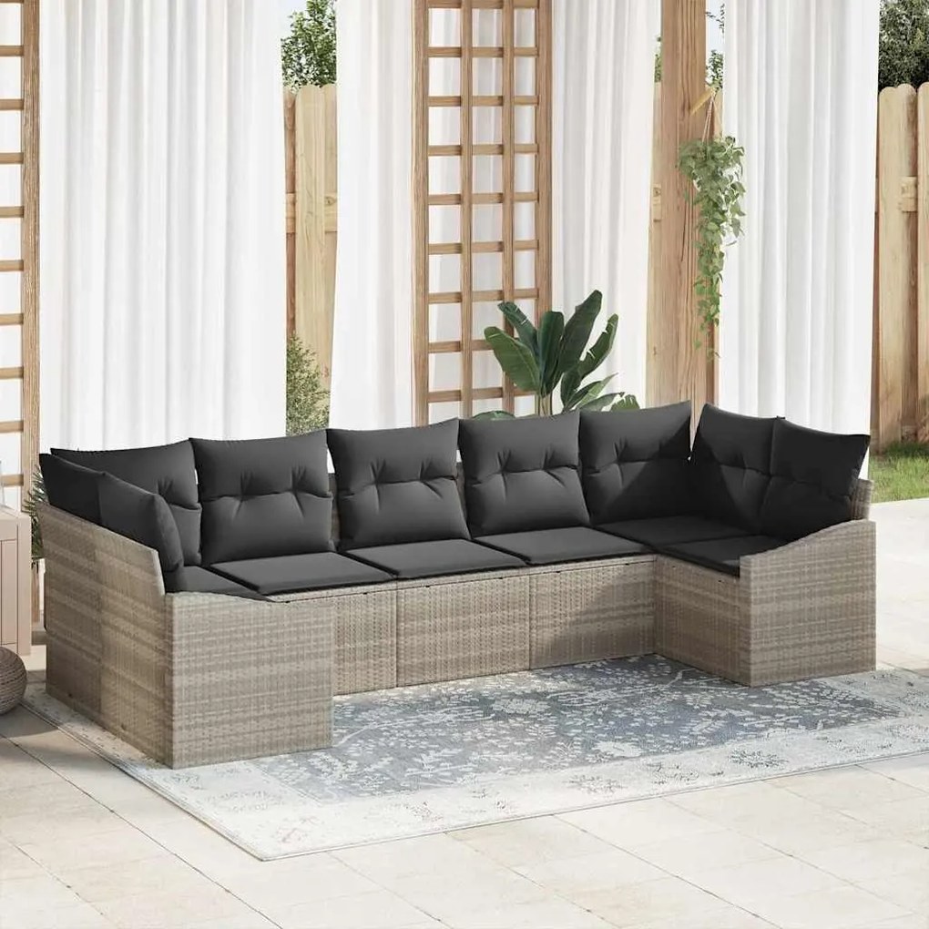 Set pohovek 7 ks Světle šedá polyratan 3346872