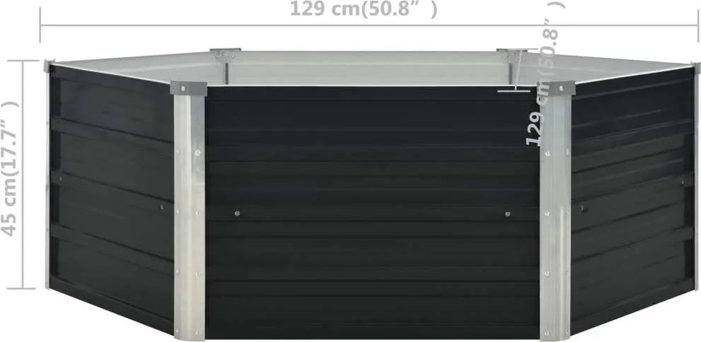 vidaXL Zahradní vyvýšený záhon 129 x 45 cm pozinkovaná ocel [45710] Barva: Hnědá