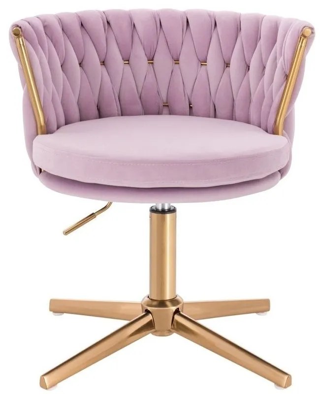 LuxuryForm DESIGN Otočná židle LYON VELUR na zlatém kříži - levandule
