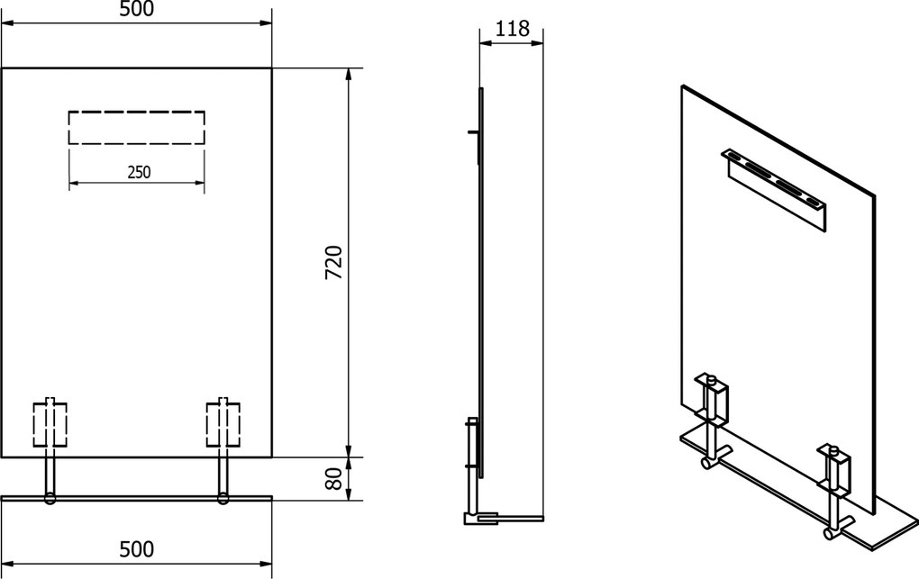 Sapho, WEGA zrcadlo 500x800mm, s policí, 60092-5