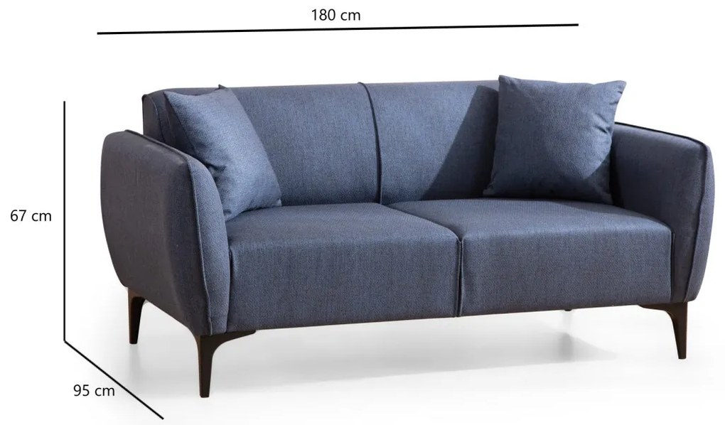 Dvoumístná pohovka Belissimo 180 cm modrá