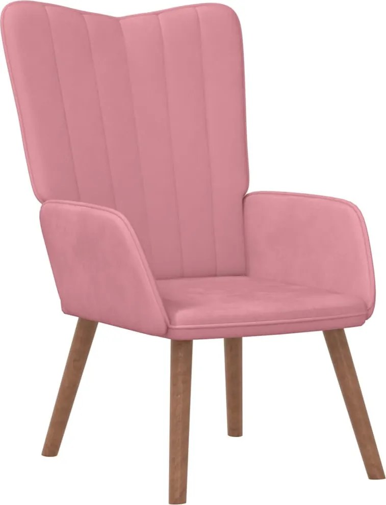 Relaxační křeslo růžové samet 327659