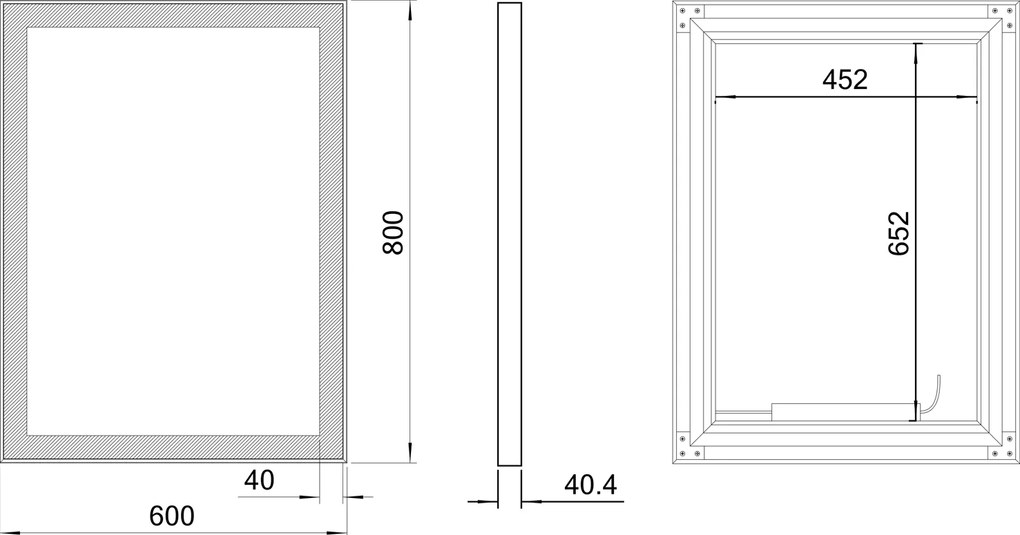 Sapho Sapho, GANO zrcadlo s LED osvětlením 60x80cm, černá