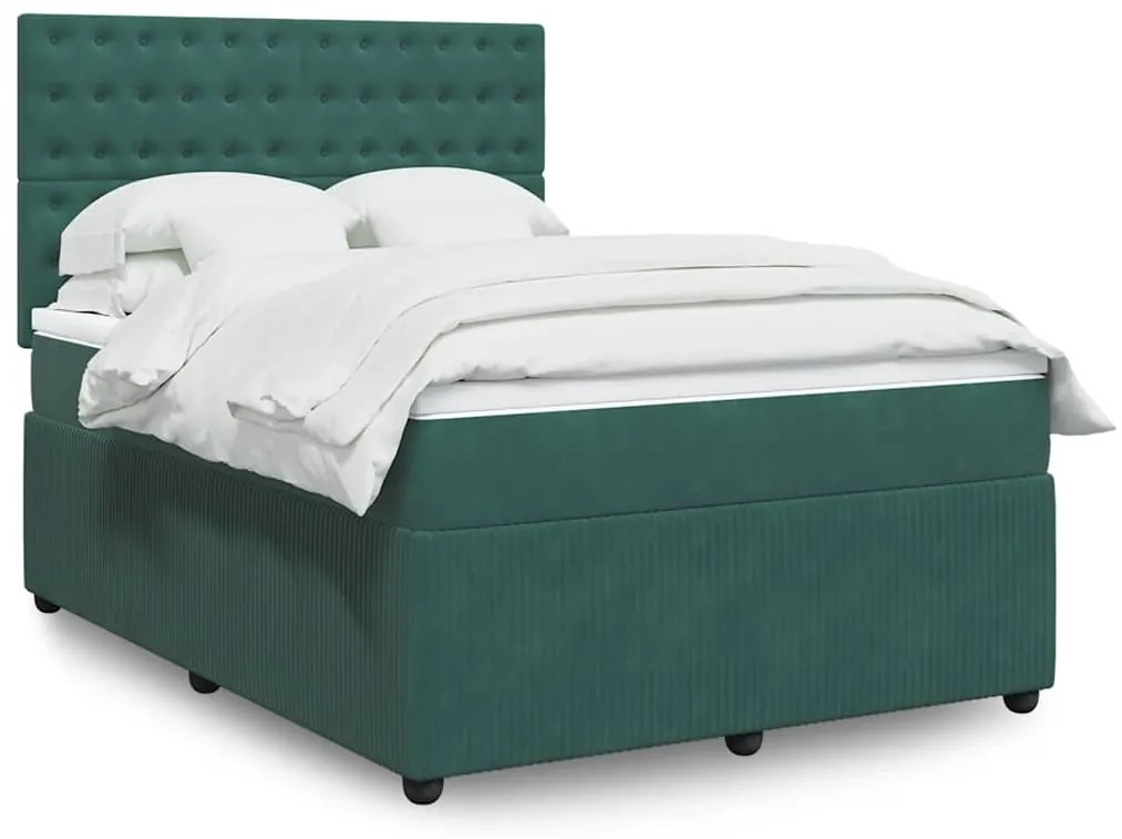 Box spring postel s matrací tmavě zelená 160x200 cm samet 3294697