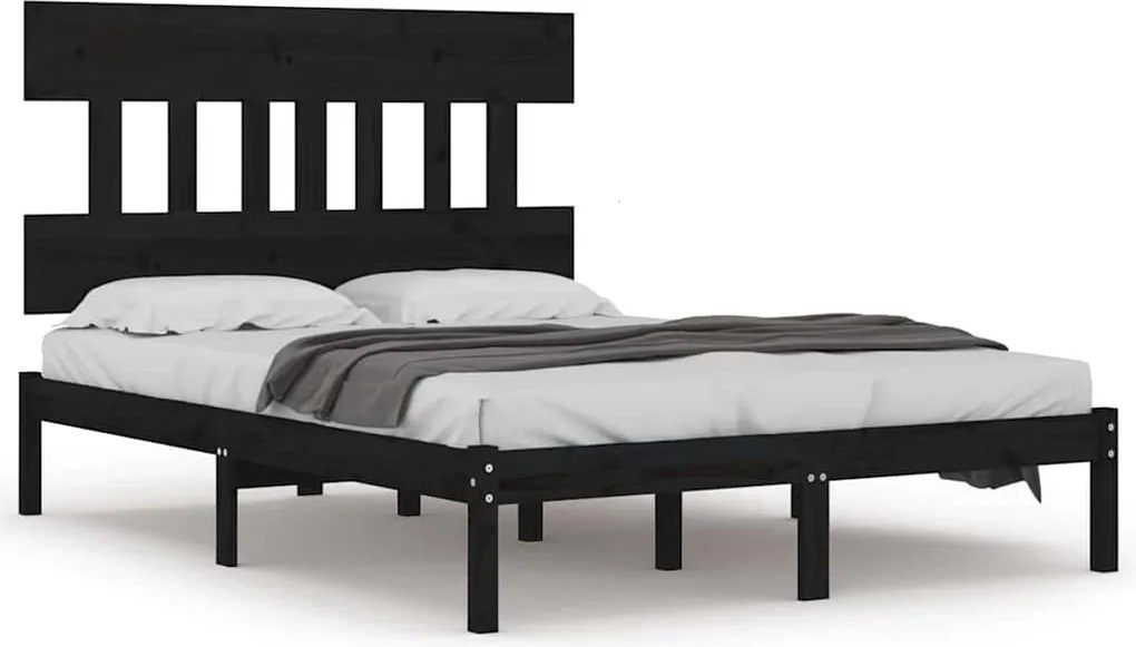Rám postele černý masivní dřevo 200 x 200 cm 3104762