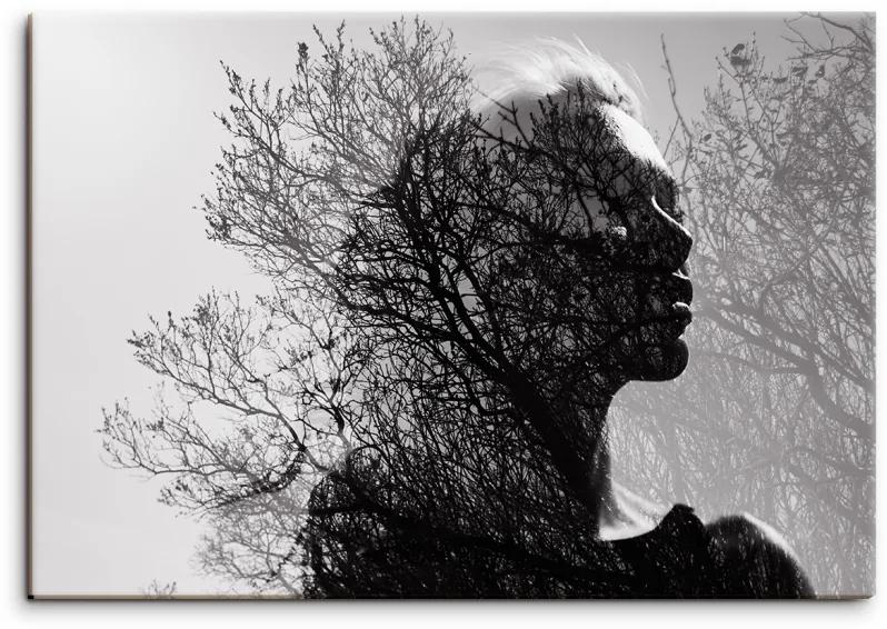 Malvis ® Obraz silueta dívky se vzorem stromu Velikost: 90x60 cm