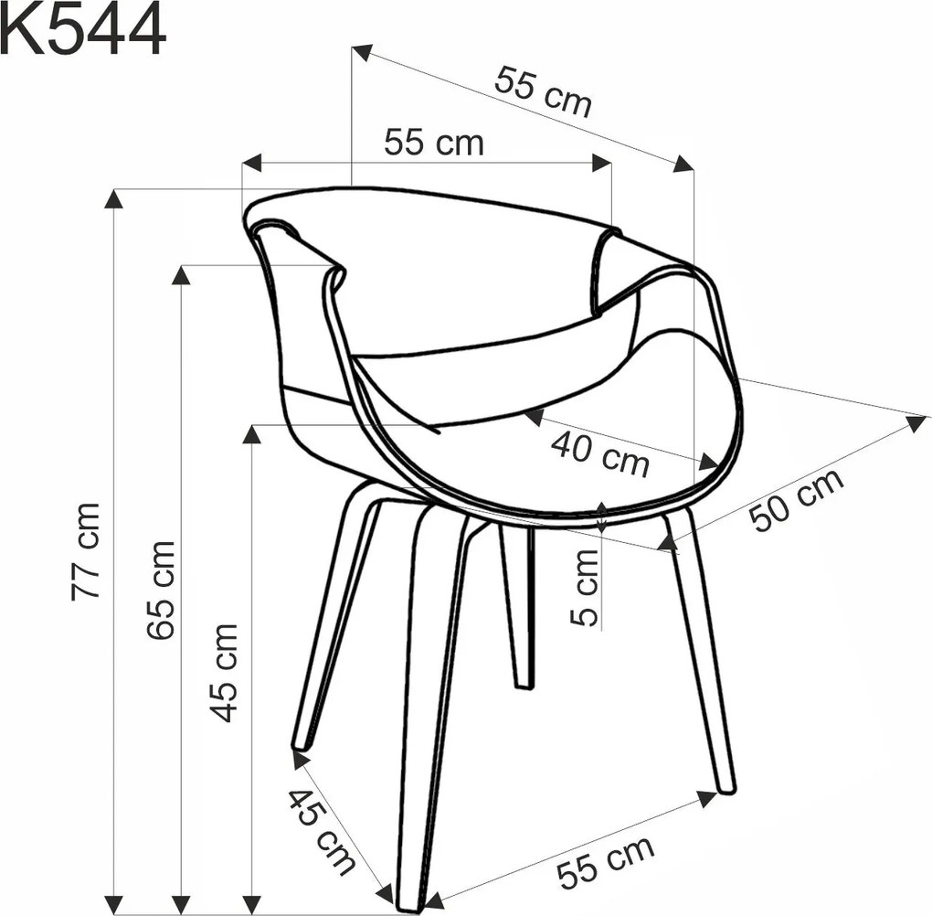 Jídelní křeslo K544 popelavě šedé/ořechové