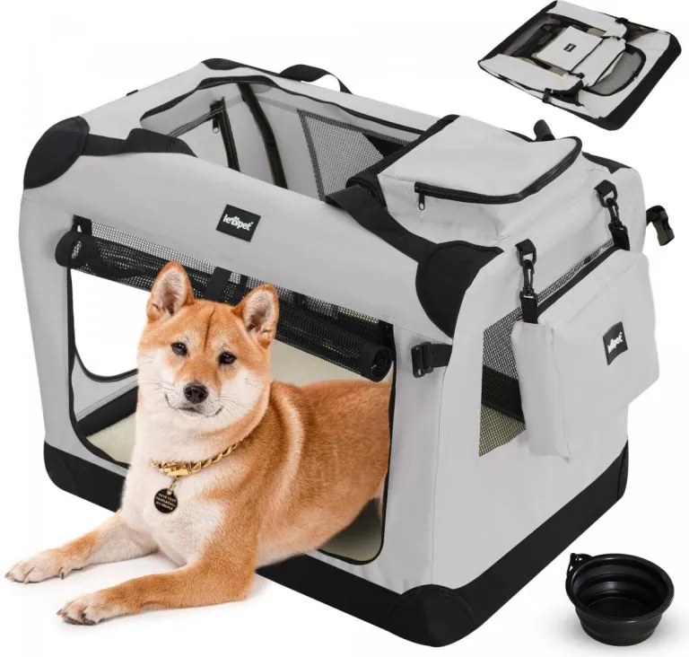 Leopet Přepravní box pro psy L, 70 x 52 x 52 cm, šedý