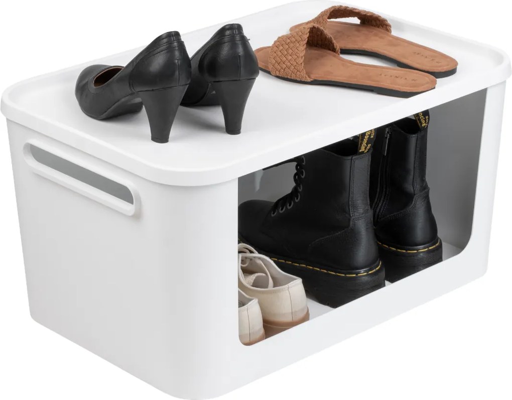 SMARTSTORE Úložný box s otevřenou přední hranou, MODULE, s víkem, bílý -  59,5 × 39,5 × 30 cm
