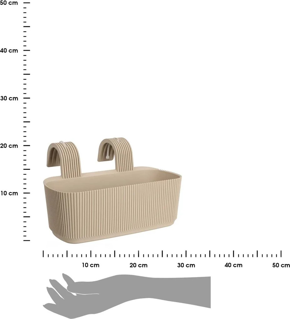 ZÁVĚSNÝ PLASTOVÝ KVĚTINÁČ LINE 21X29X19 CM BÉŽOVÁ