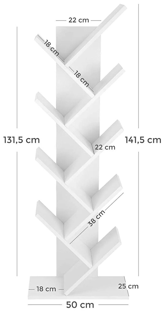 Vasagle Knihovna Kari, bílá