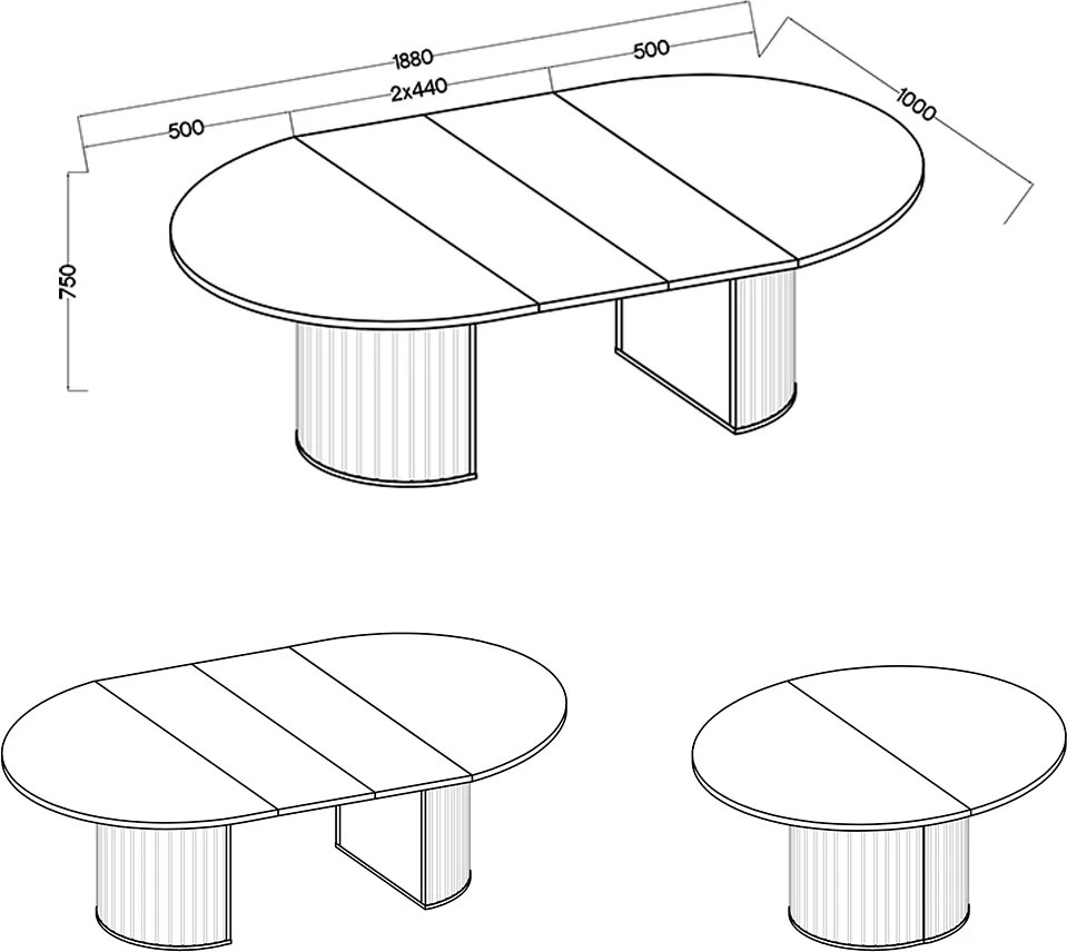 Rozkládací jídelní stůl OVALIO | kulatý ø 100 cm | béžová písková